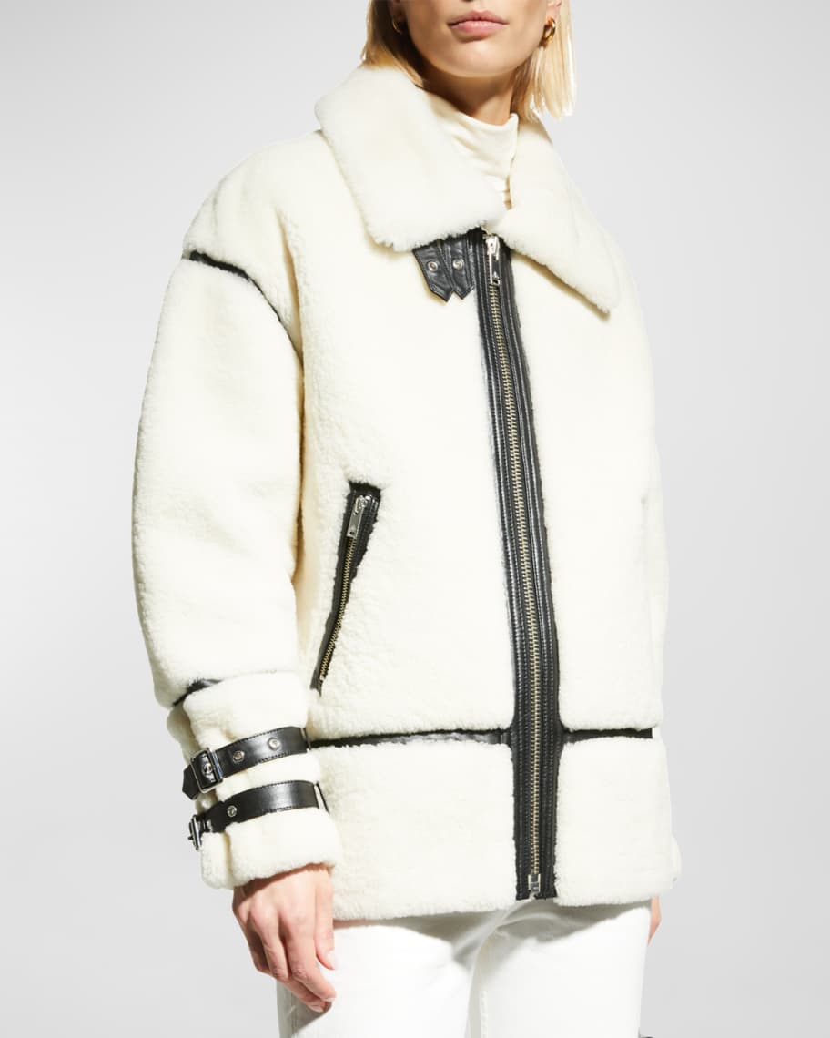 Moose Knuckles Golden Prairie Shearling Moto Jacket | Neiman Marcus