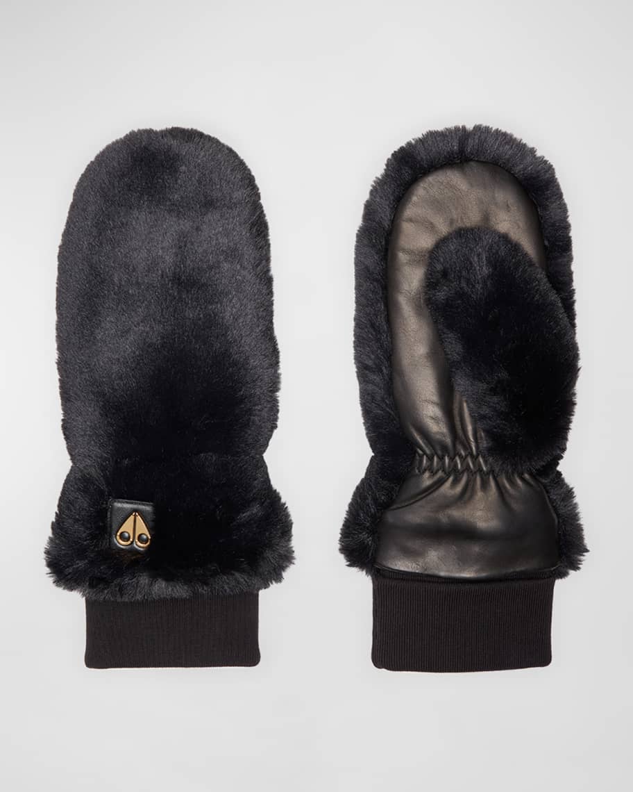 Moose Knuckles Cheever Faux Fur Mittens | Neiman Marcus