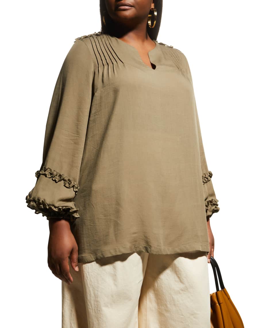 Harshman Plus Size Kuniko Blouson Sleeve Blouse Neiman Marcus