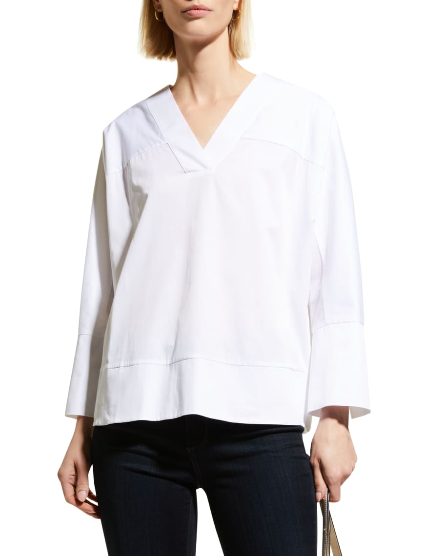 Harshman Monica V-Neck Popover Blouse | Neiman Marcus