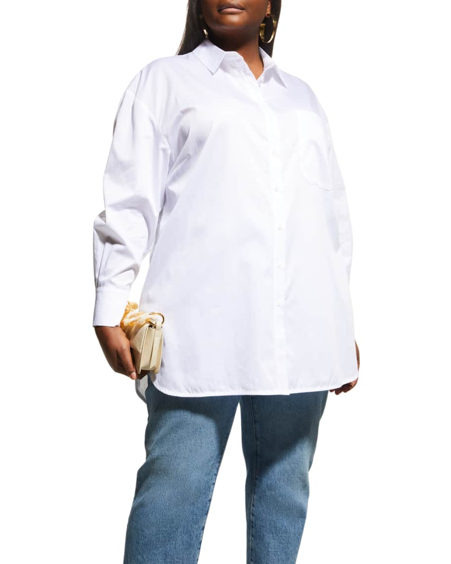 Harshman Plus Size Vivant Oversized Button-Down Tunic | Neiman Marcus