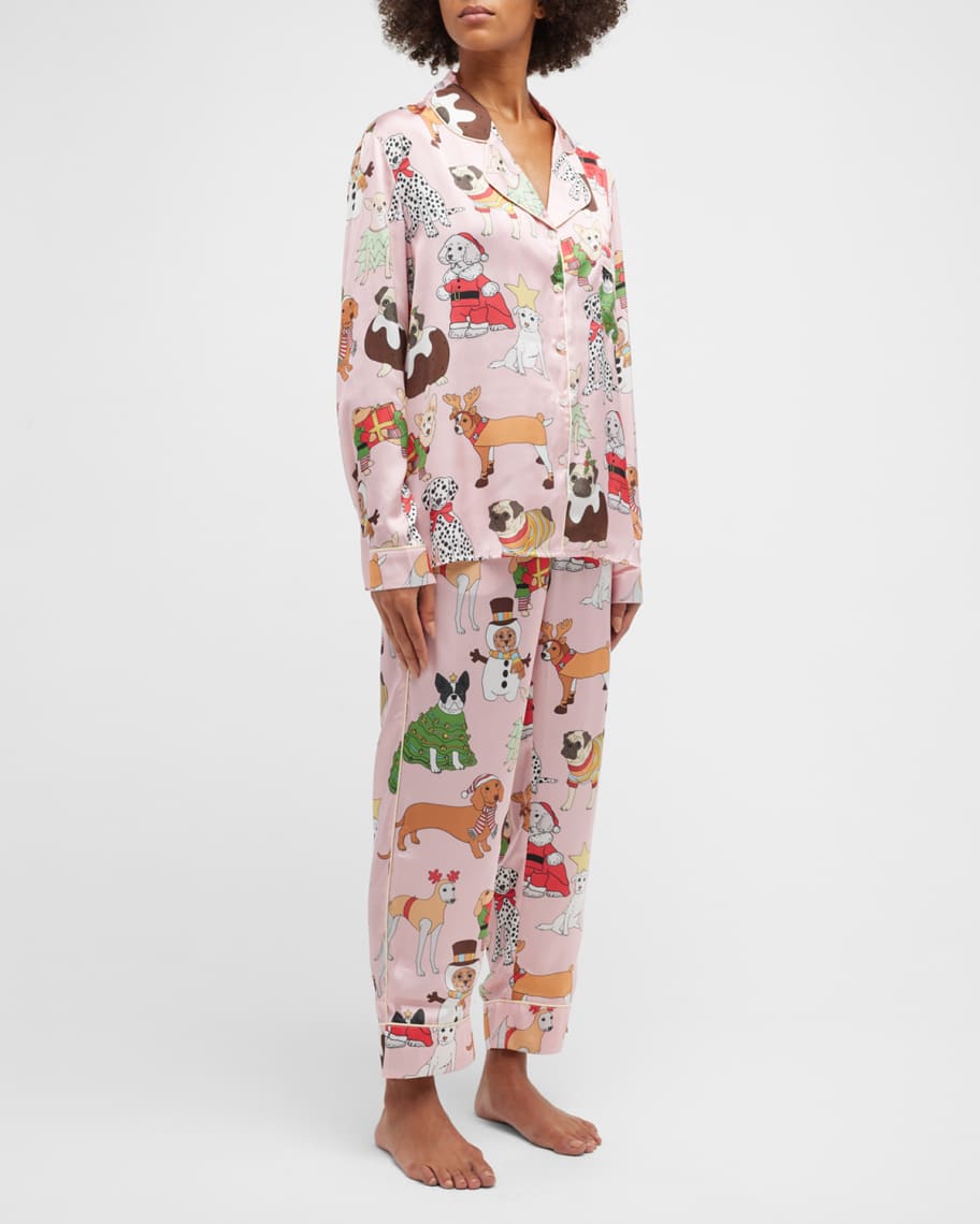 Karen Mabon Holiday Dog-Print Pajama Set | Neiman Marcus
