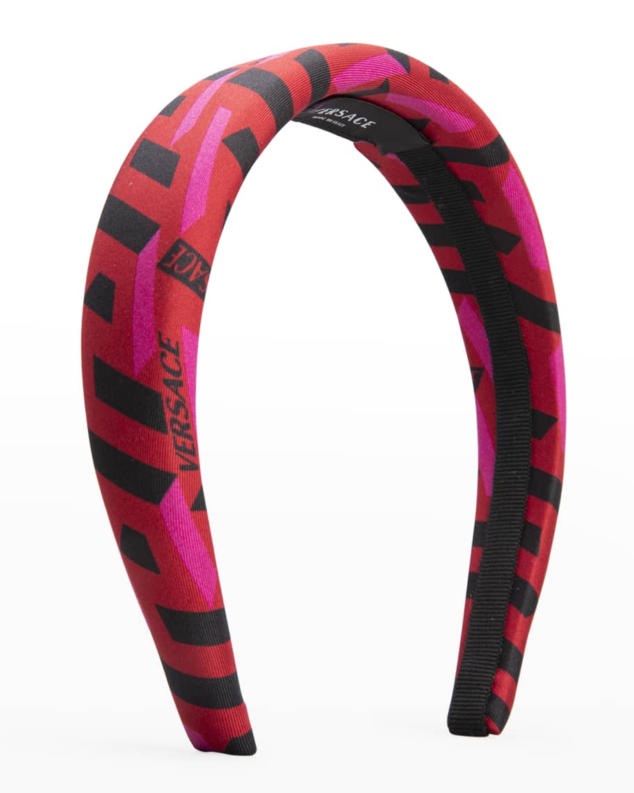 Versace Greca Logo Silk Padded Headband | Neiman Marcus