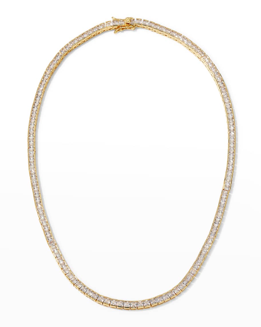 FALLON Princess-Cut Crystal Tennis Necklace | Neiman Marcus
