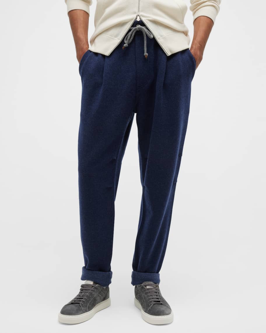 Brunello Cucinelli Men's Pleated-Front Cashmere Sweatpants | Neiman Marcus
