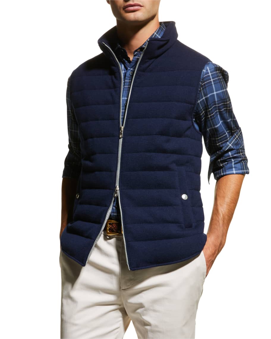 Brunello Cucinelli Men's Cashmere Down Vest | Neiman Marcus