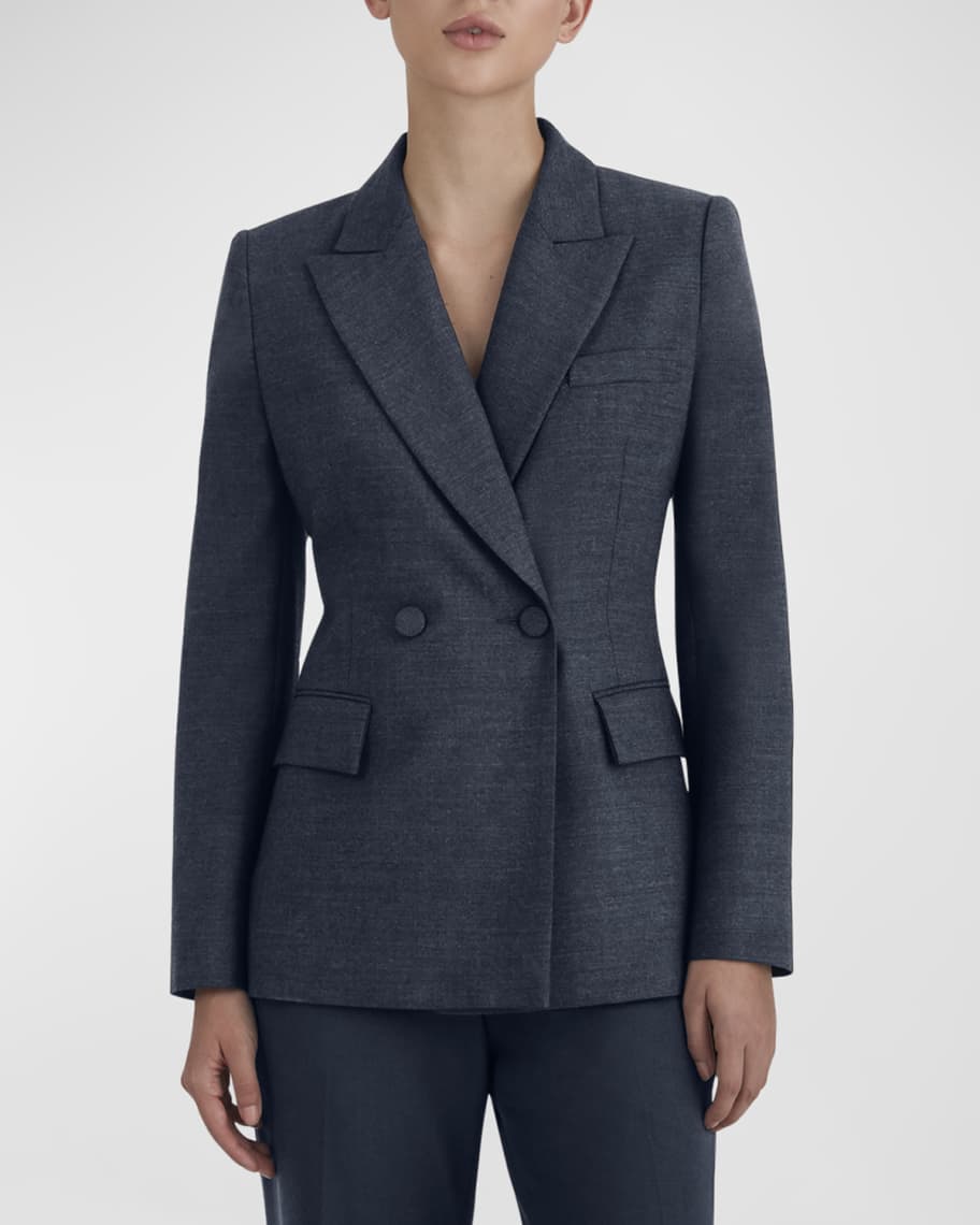 Judith & Charles Celice Double-Breasted Peak-Lapel Jacket | Neiman Marcus