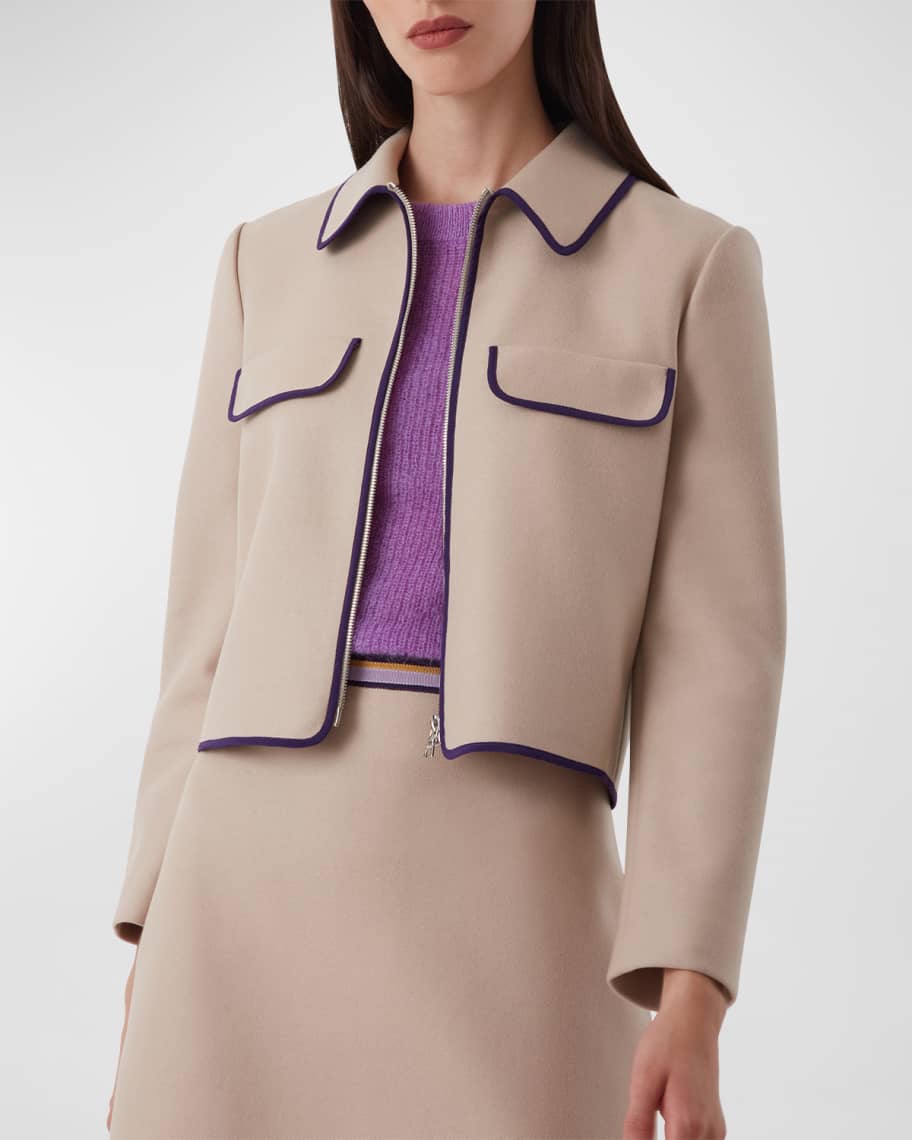 Judith & Charles Stella Contrast-Trim Cashmere Jacket | Neiman Marcus