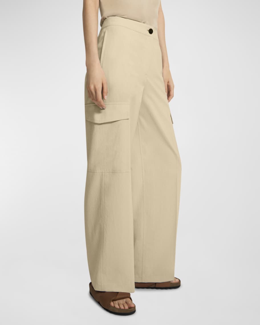 Theory Cargo Pocket Wide-Leg Pants | Neiman Marcus