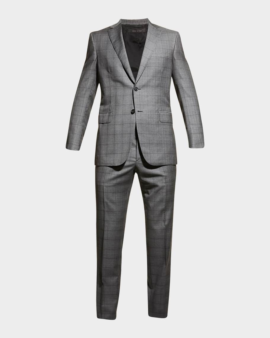 Brioni Men's Windowpane Wool Suit | Neiman Marcus