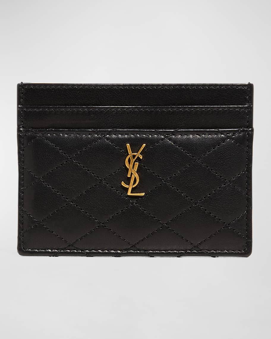 Saint Laurent Gaby YSL Card Case in Quilted Leather | Neiman Marcus