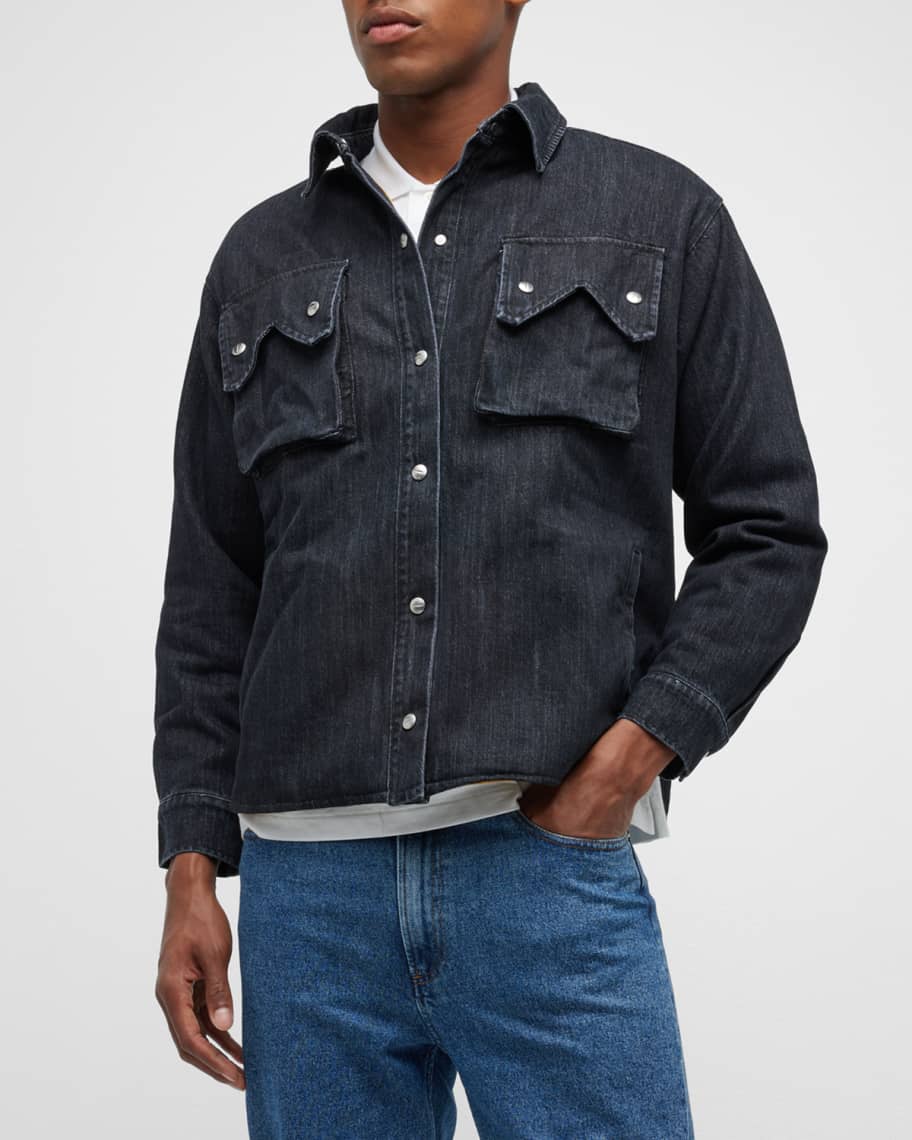 Rhude Men's Denim Snap-Front Overshirt | Neiman Marcus