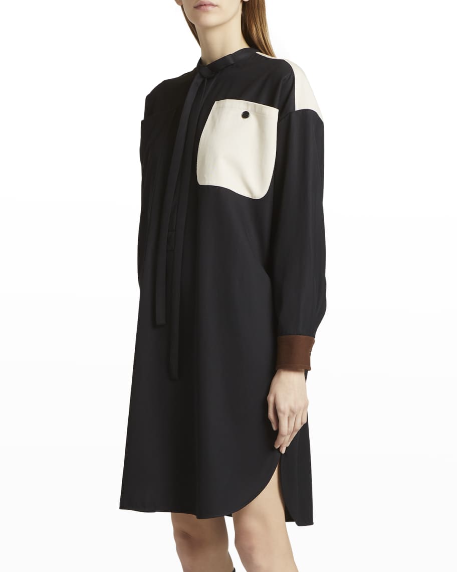 Plan C Neck-Tie Tunic Shirtdress | Neiman Marcus