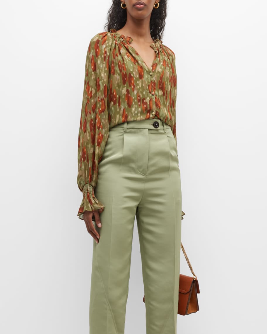 Ramy Brook Taryn Long-Sleeve Blouse | Neiman Marcus