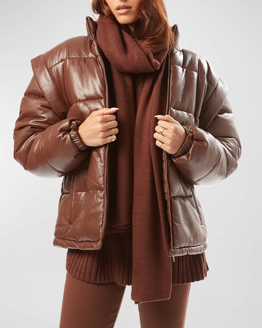 We Wore What Snap-Off Sleeve Faux Leather Puffer Jacket | Neiman Marcus