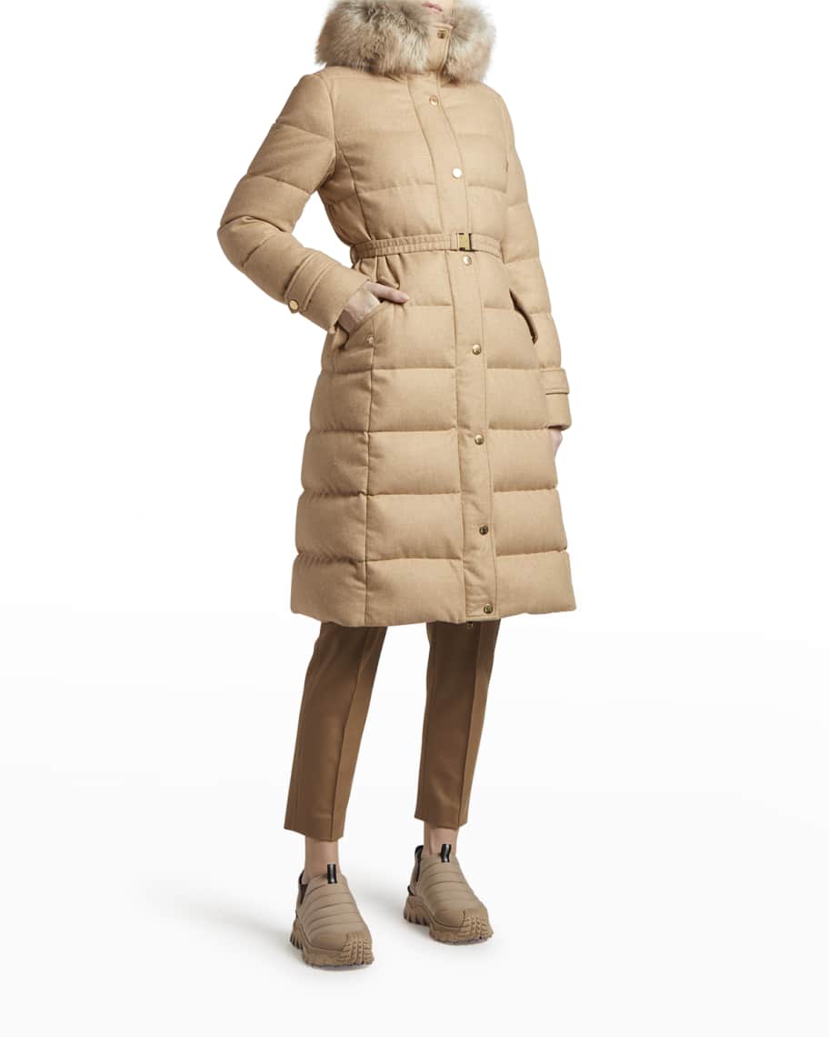 Moncler Glere Belted Long Puffer Coat | Neiman Marcus