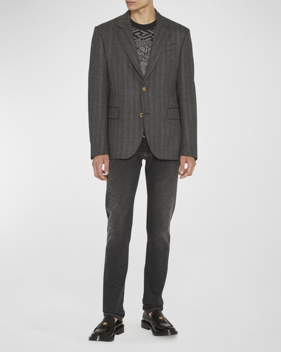 Versace Men's Pinstripe Wool Suit Jacket | Neiman Marcus
