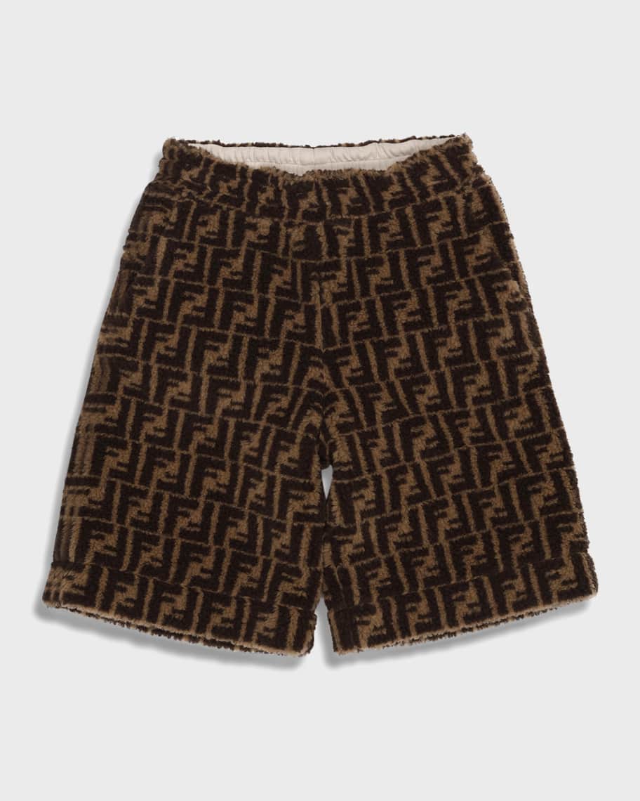 Fendi Boy's Fuzzy Monogram-Print Shorts, Size 8-14 | Neiman Marcus