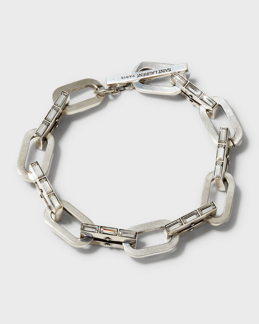 Saint Laurent Rhinestone Oval Link Bracelet | Neiman Marcus