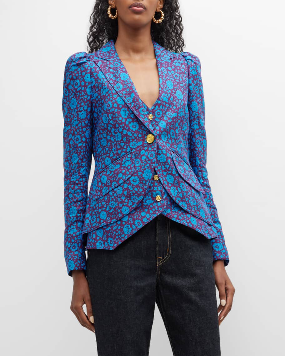 Smythe Puff-Sleeve One-Button Blazer | Neiman Marcus