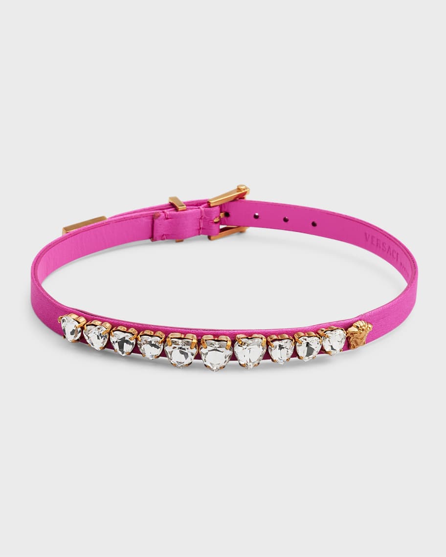 Versace Satin Heart Crystal Choker | Neiman Marcus
