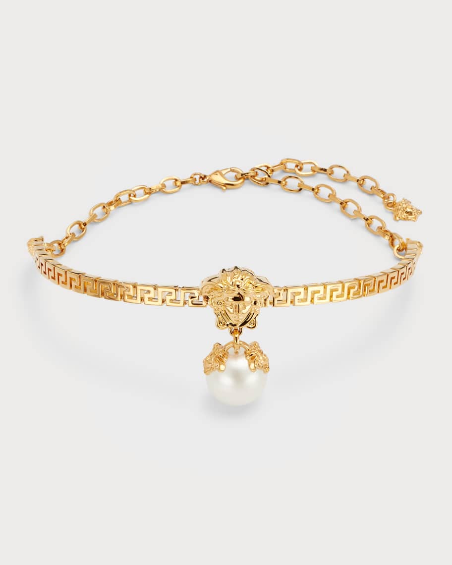 Versace Pearly Medusa Greca Choker Necklace | Neiman Marcus