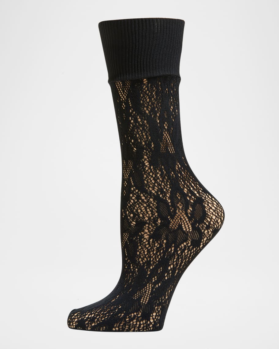 Wolford Monogram Floral Net Socks | Neiman Marcus