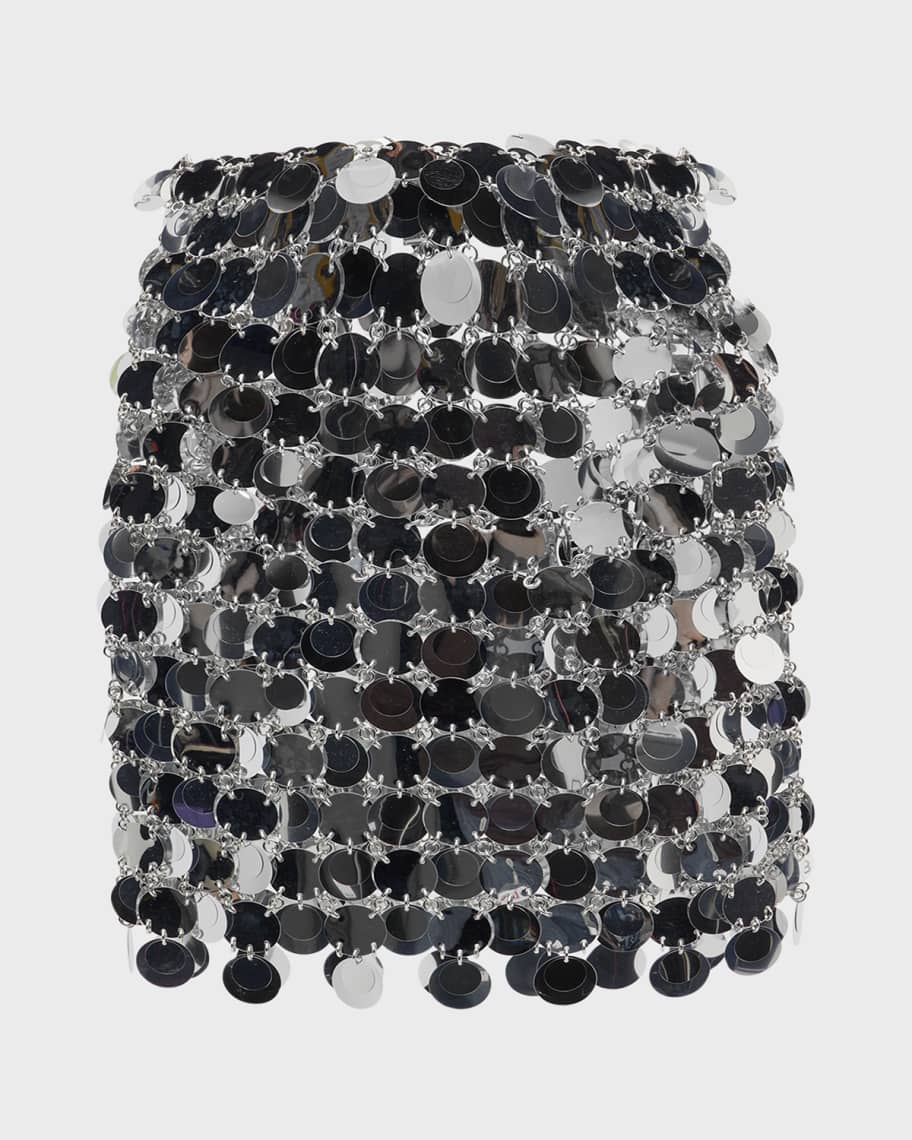 Rabanne Mirrored Sequin Chainmail Mini Skirt | Neiman Marcus