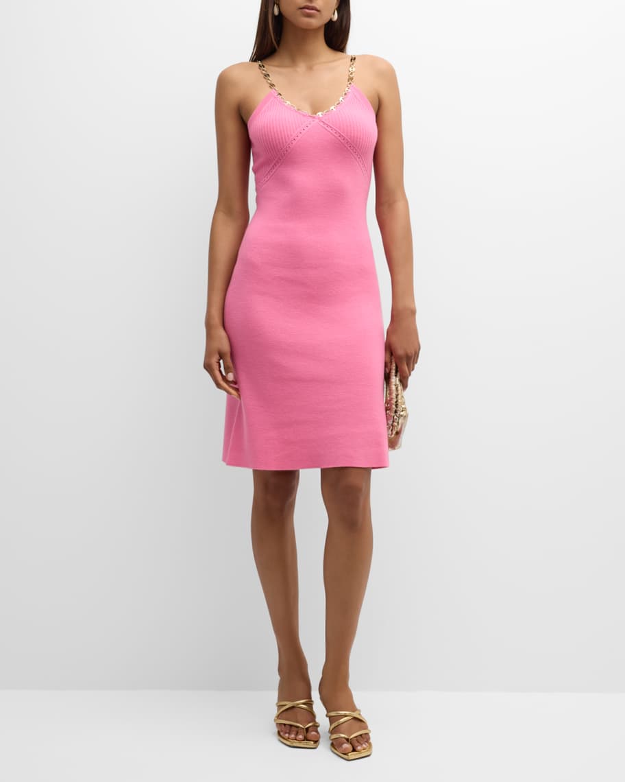 Rabanne Chain-Link Strap Knit A-Line Dress | Neiman Marcus