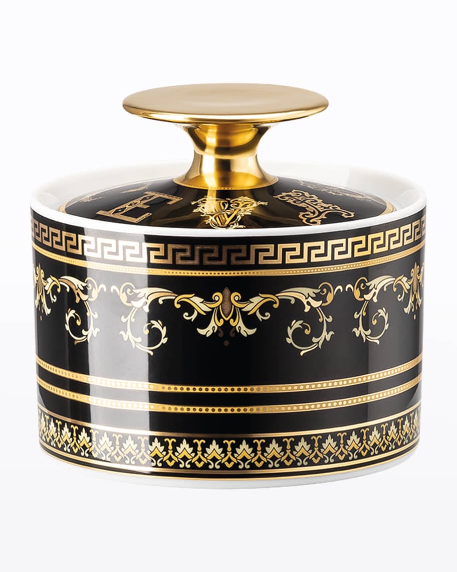 Versace Virtus Gala Black Covered Sugar Bowl | Neiman Marcus