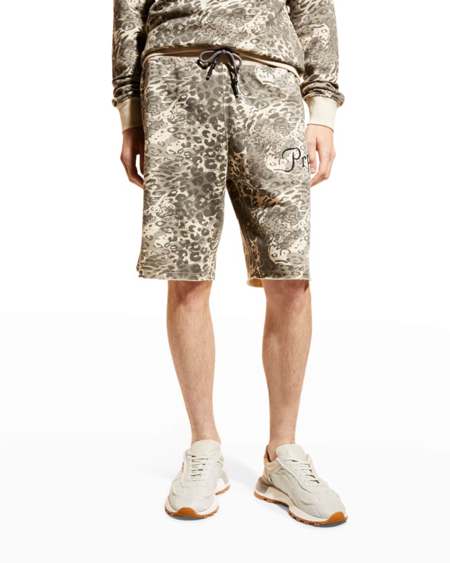 PRPS Men's Leopard-Print Sweat Shorts | Neiman Marcus