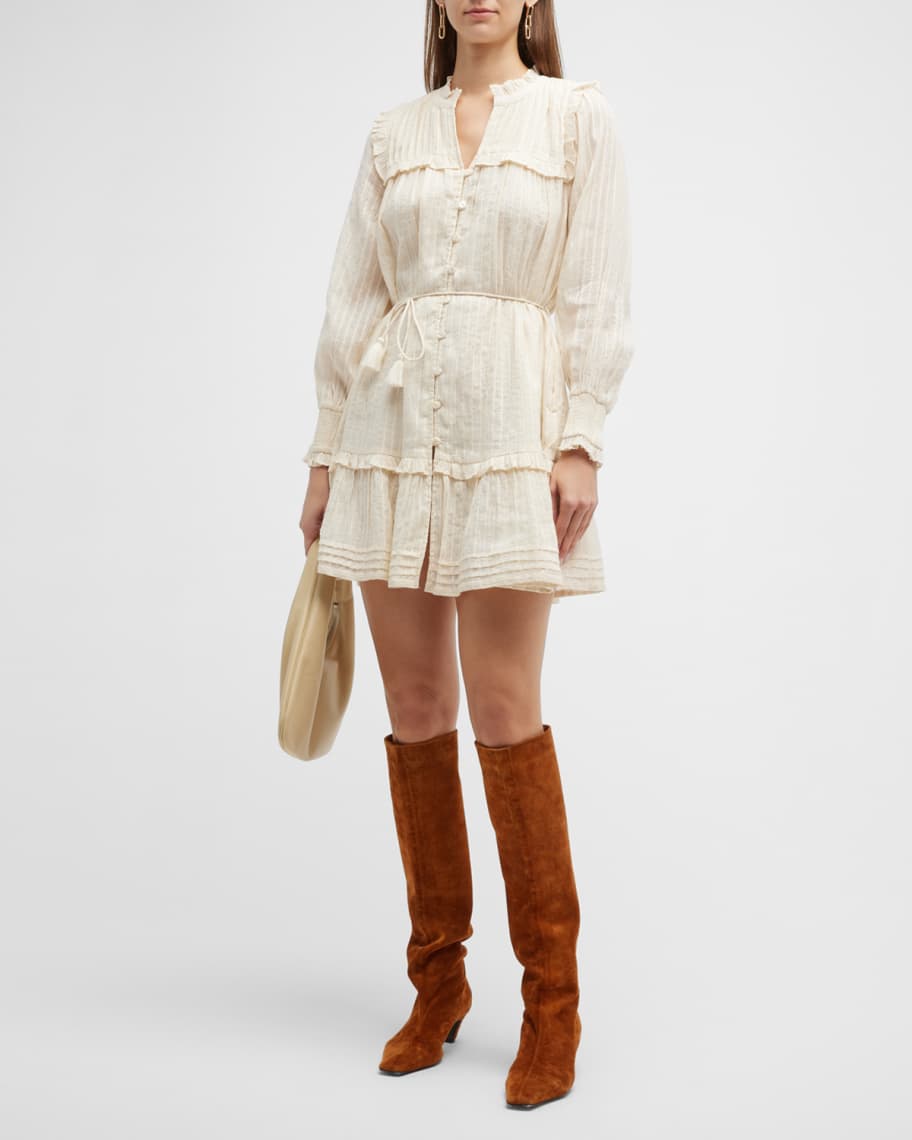 Cleobella Celine Puff-Sleeve Pintuck Mini Dress | Neiman Marcus