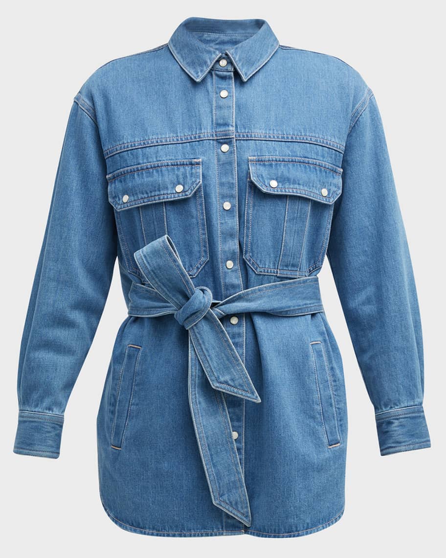 Veronica Beard Mikaela Belted Denim Shacket | Neiman Marcus