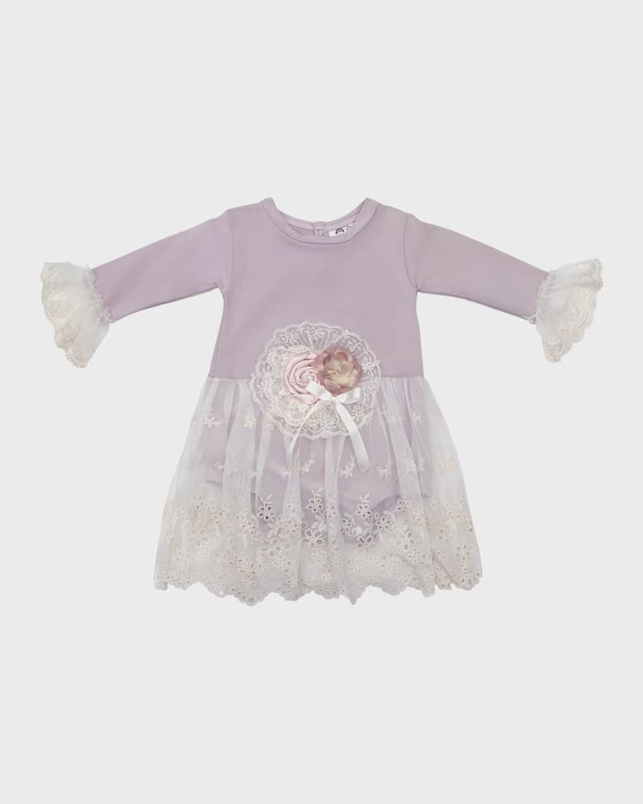Haute Baby Girl's Genevie Eyelet Lace Dress, Size 0-12M | Neiman Marcus