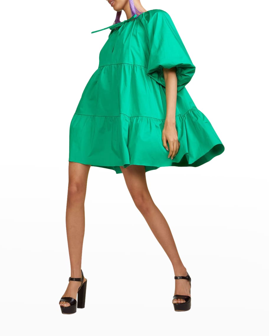 Cynthia Rowley Tiered Balloon-Sleeve Mini Dress | Neiman Marcus