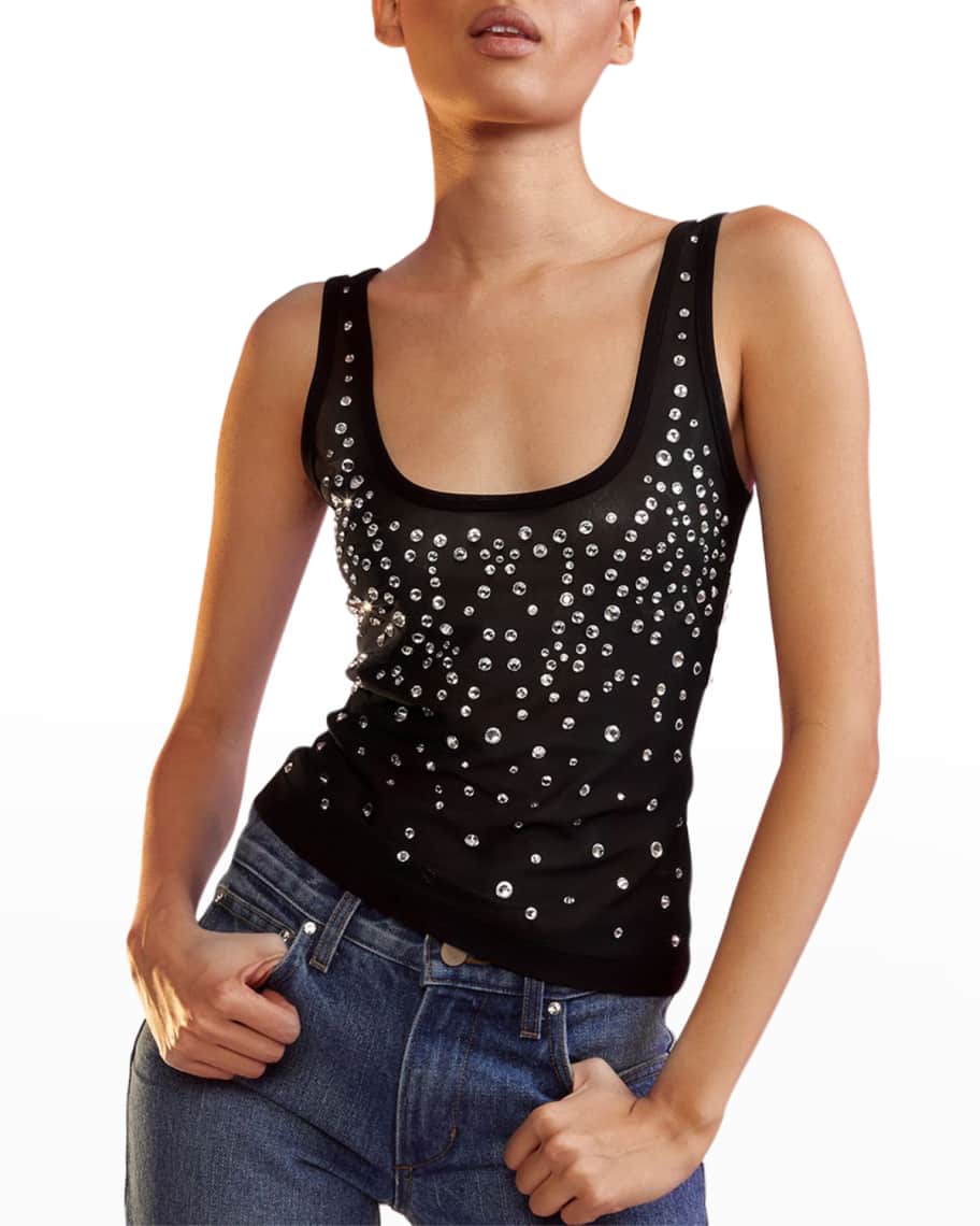 Cynthia Rowley Crystal Mesh Tank Top | Neiman Marcus