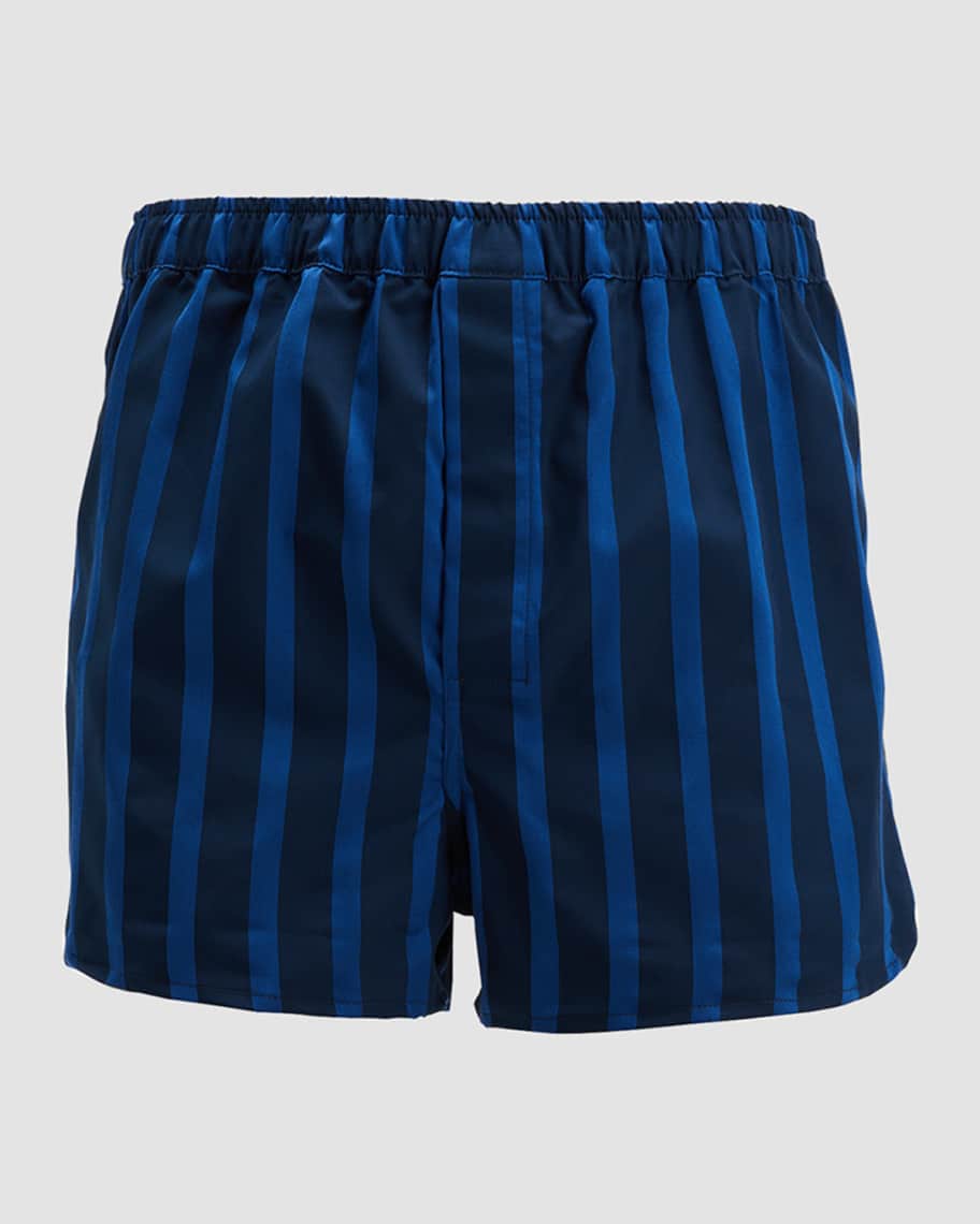 Derek Rose Men's Satin Stripe Boxers | Neiman Marcus