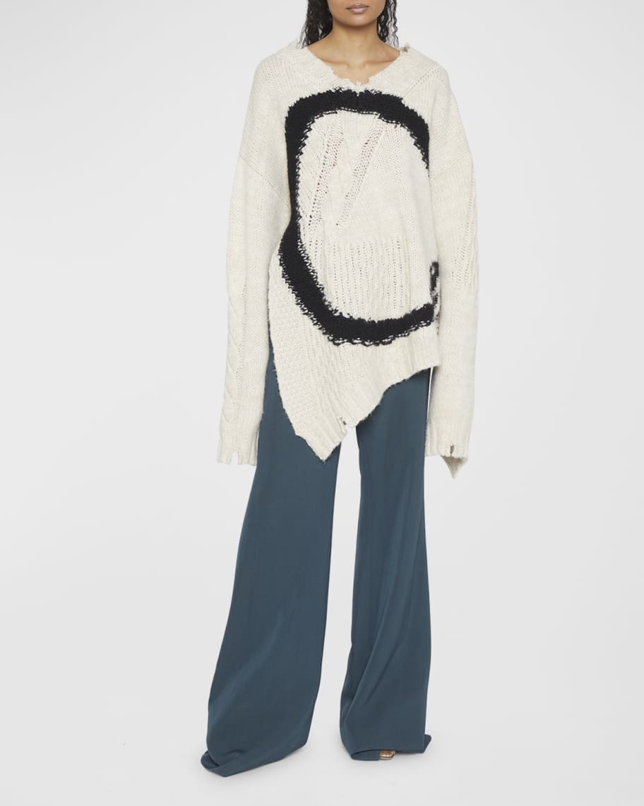 MM6 Maison Margiela Oversized Distressed Circle Sweater | Neiman Marcus