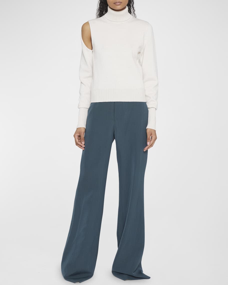 MM6 Maison Margiela Open-Back Turtleneck Sweater | Neiman Marcus
