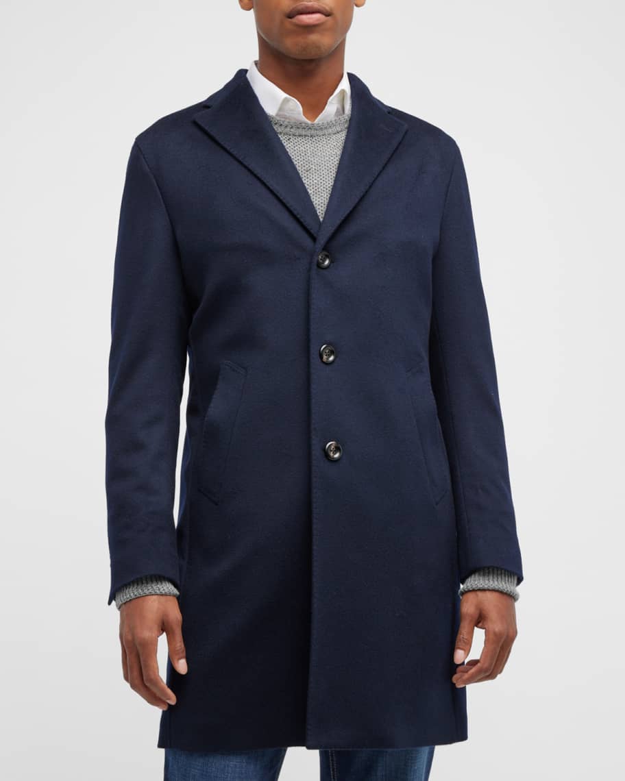 Neiman Marcus Men's Solid Cashmere Topcoat | Neiman Marcus
