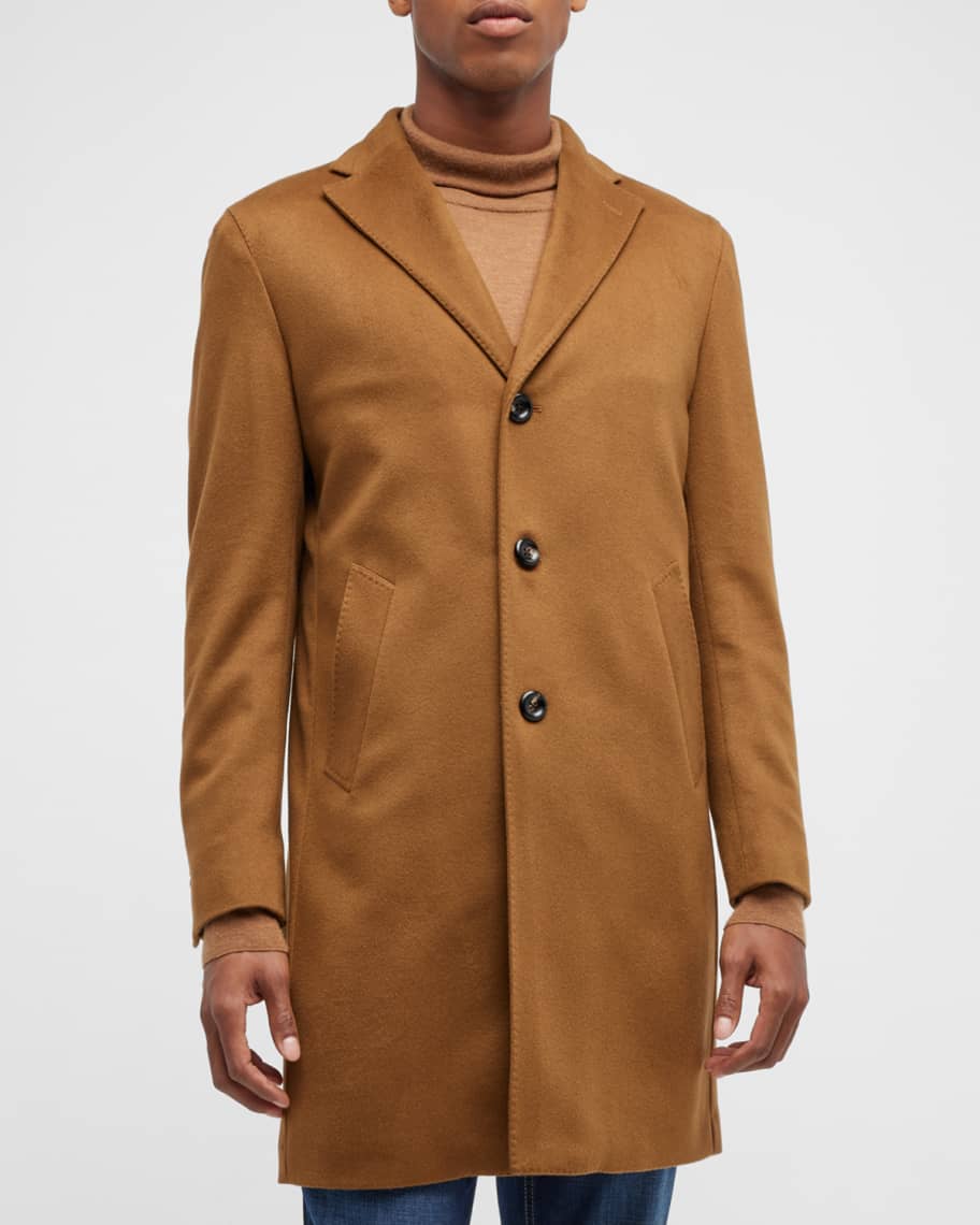 Neiman Marcus Men's Solid Wool Topcoat | Neiman Marcus