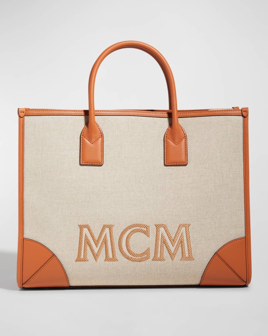 MCM Munchen Large Linen Tote Bag | Neiman Marcus