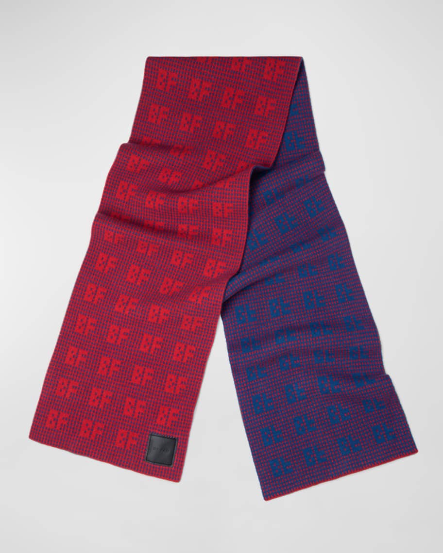 BY FAR Jacquard Grid Wool Scarf | Neiman Marcus