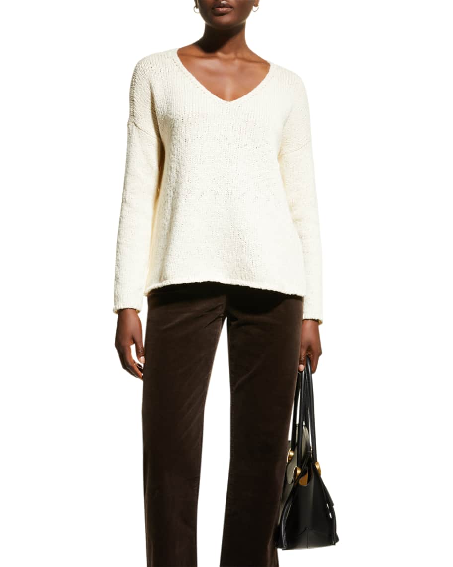 Eileen Fisher Knit V-neck Drop-Shoulder Pullover | Neiman Marcus