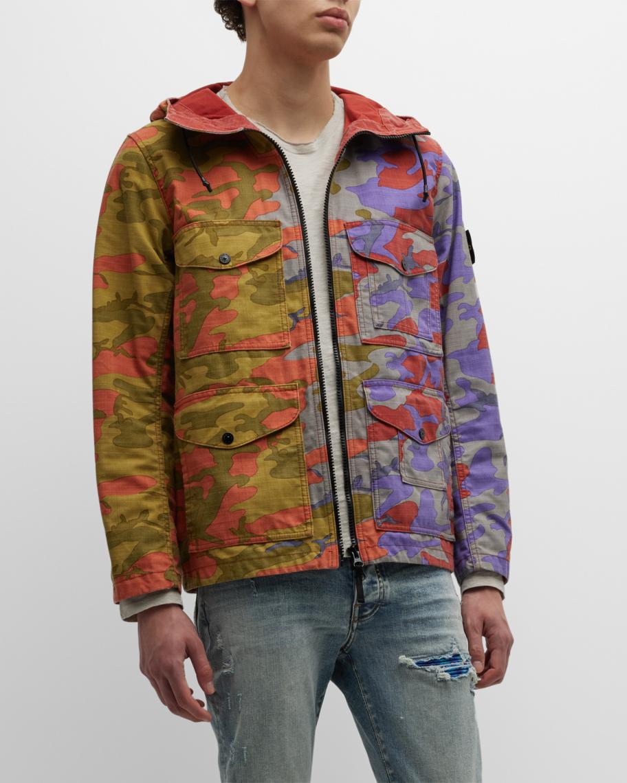 Stone Island Men's Camo Ripstop Nylon Hooded Jacket | Neiman Marcus