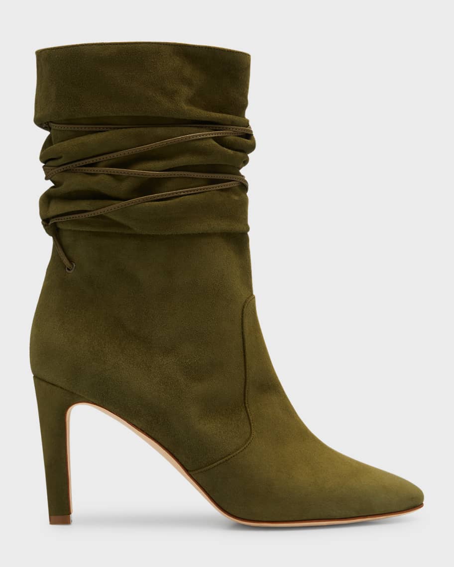 Manolo Blahnik Cavashipla Slouchy Suede Ankle Boots | Neiman Marcus