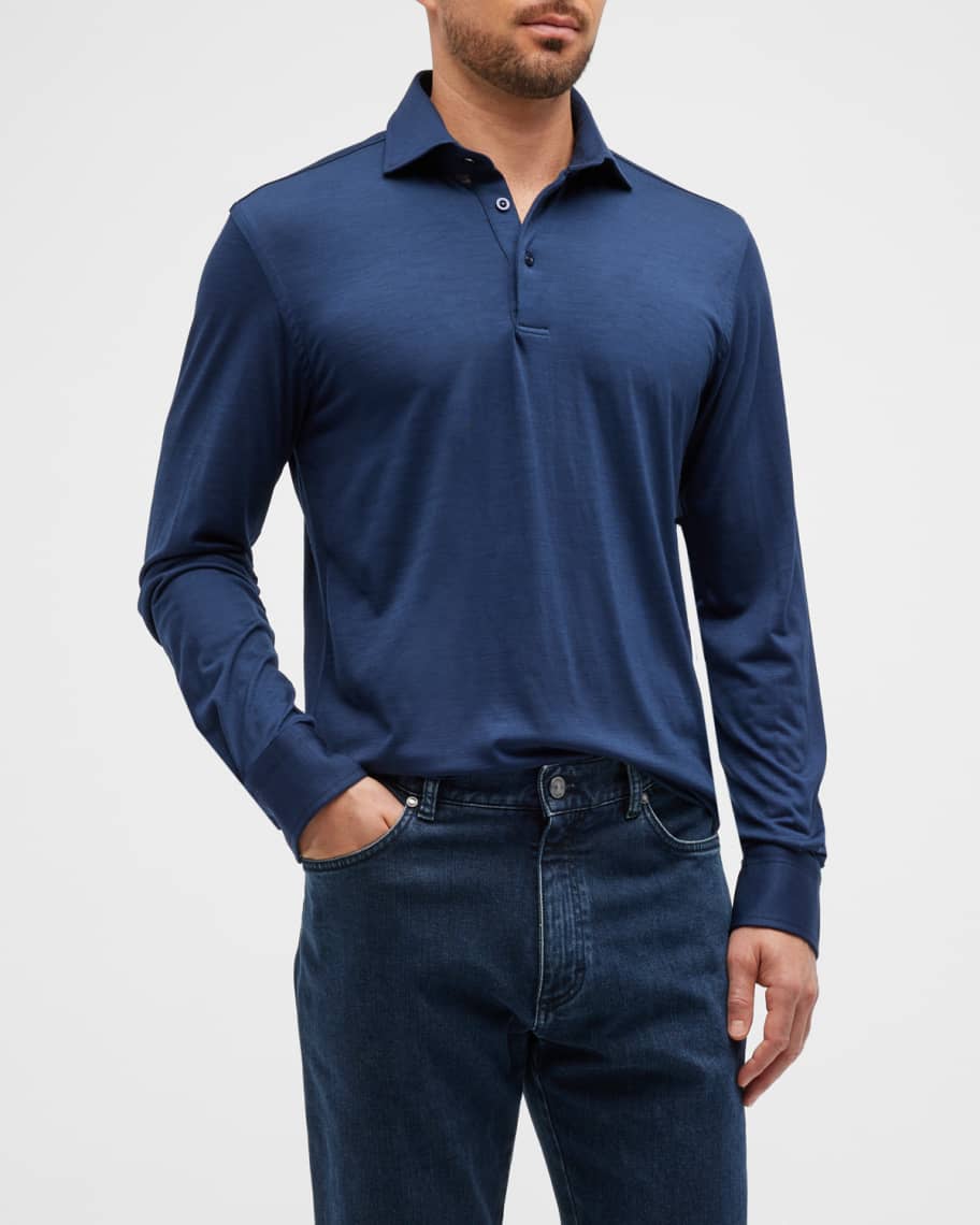 Baldassari Men's Wool-Silk Polo Shirt | Neiman Marcus