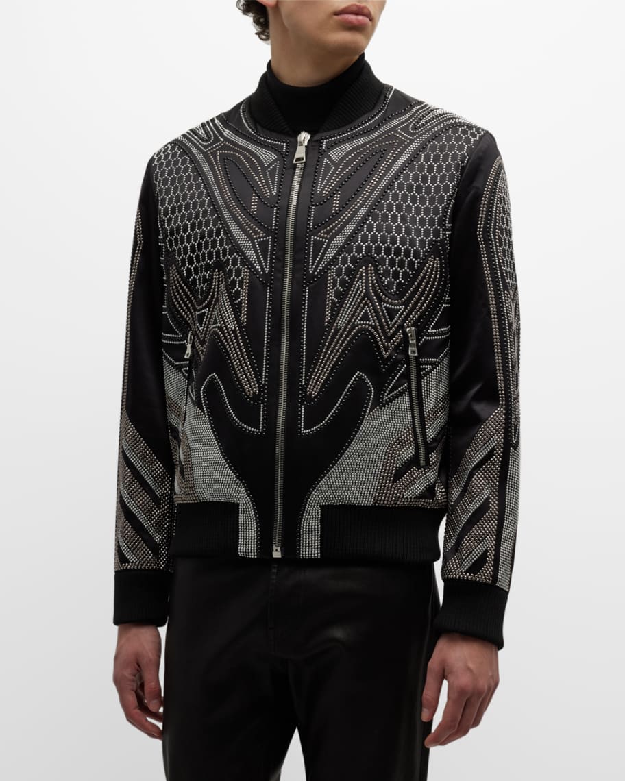Balmain Men's Allover-Stud Teddy Jacket | Neiman Marcus