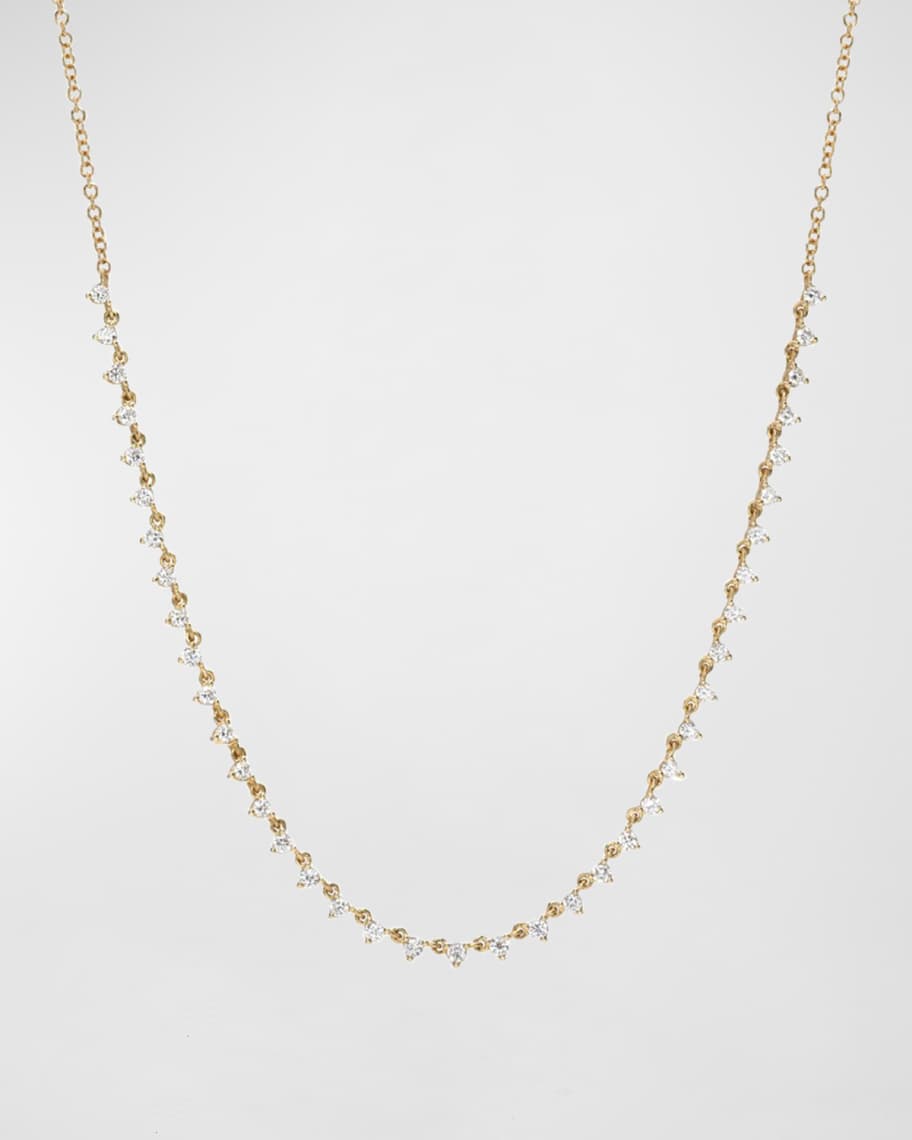 Zoe Lev Jewelry 14K Gold 3-Prong Diamond Segment Necklace | Neiman Marcus