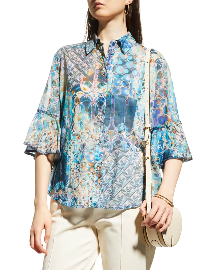 Johnny Was Plus Size Klodi Floral-Embroidered Blouse | Neiman Marcus